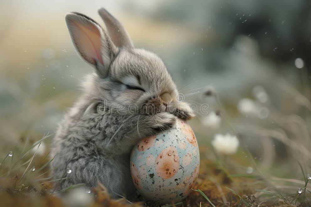Cute bunny hug easter egg stock image. Image of white - 307386677