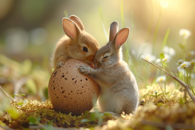 Cute bunny hug easter egg stock image. Image of sleeping - 307386713