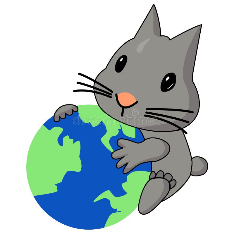 Cute Bunny Hug World Cartoon Icon Illustration. Stock Illustration ...