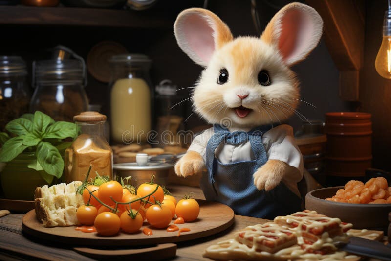 Bunny in the Kitchen Preparing Delicious Food. Generative AI Stock ...