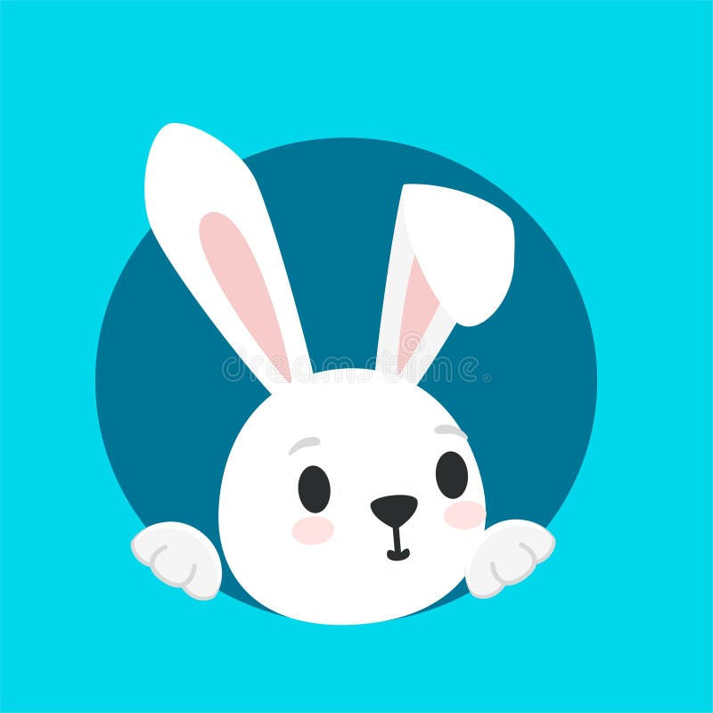 A Cute Bunny Looks Out of a Hole. Vector Illustration of Isolated Head ...