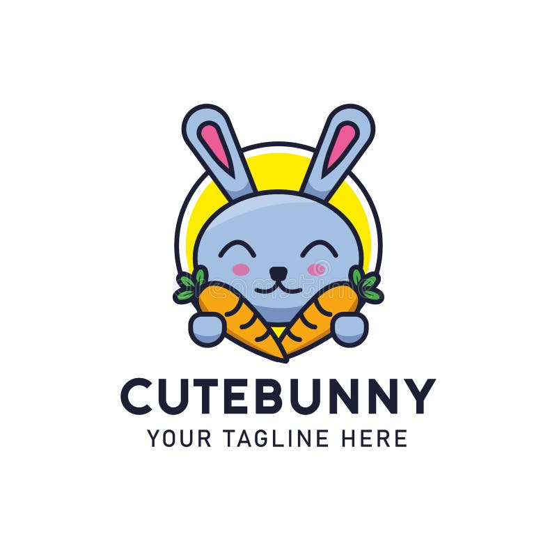 Cute Bunny Mascot Logo Design Stock Illustration - Illustration of logo ...