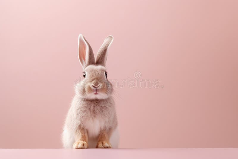 Cute Bunny with on Pastel Background Stock Illustration - Illustration ...