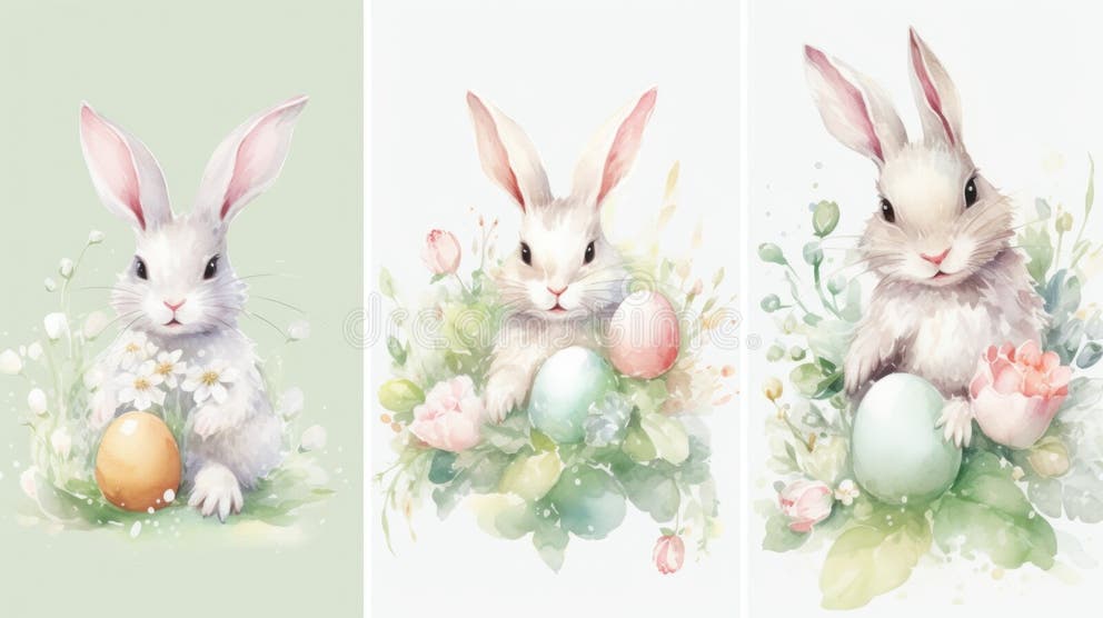 Cute Bunny Posing with Colorful Easter Eggs. Perfect for Easter-themed ...