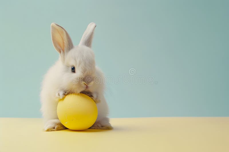 Cute Bunny Rabbit and Easter Egg. Concept of Happy Easter Day Stock ...