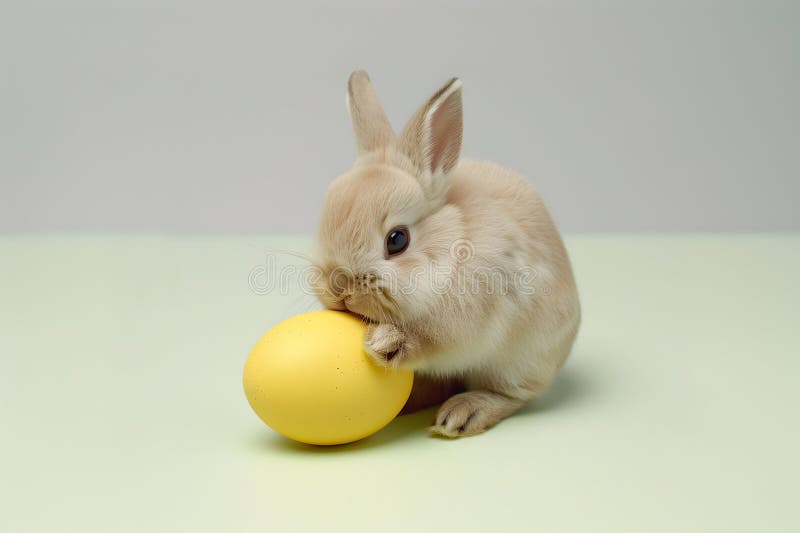 Cute Bunny Rabbit and Easter Egg. Concept of Happy Easter Day Stock ...