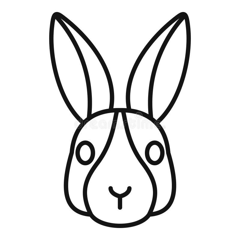 Cute Bunny Rabbit Head Drawing Looking Forward Stock Illustration ...