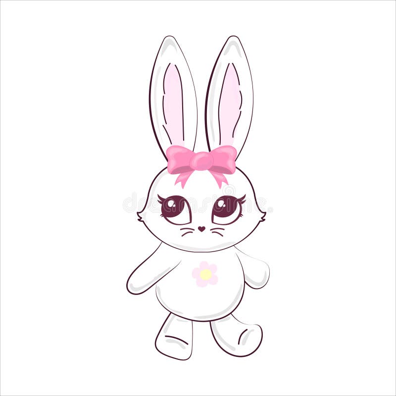Cute Bunny Rabbit Outline Sketch Vector Illustration. Minimal Bunny ...