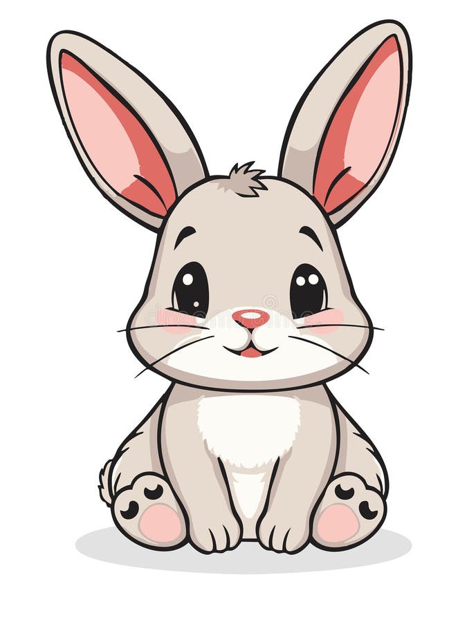 Cute Bunny Rabbit Outline Sketch Vector Illustration. Minimal Bunny ...