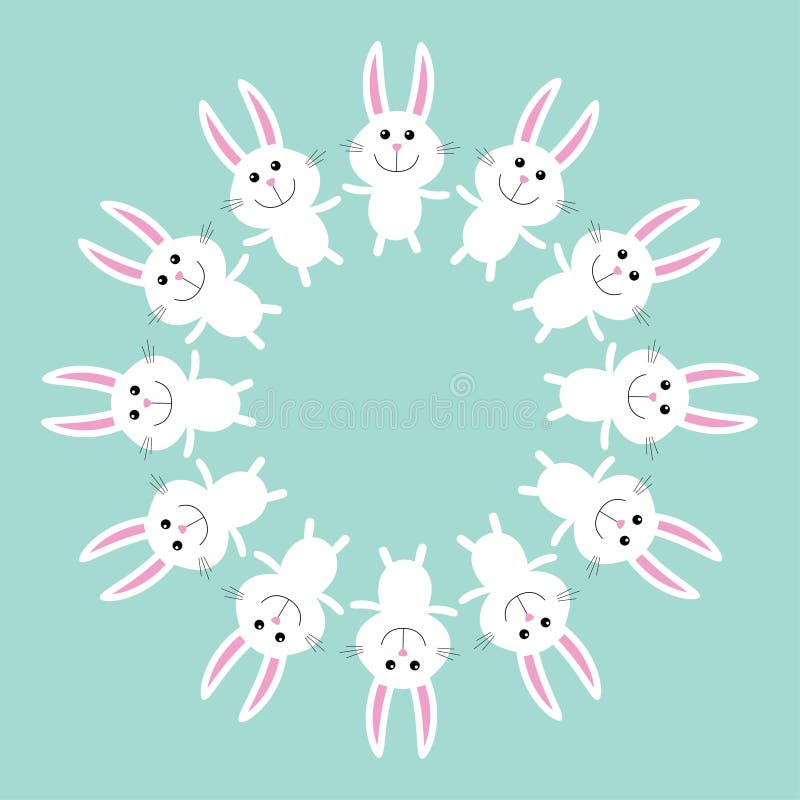 Cute Bunny Rabbit. Round Frame. Flat Design Stock Vector - Illustration ...