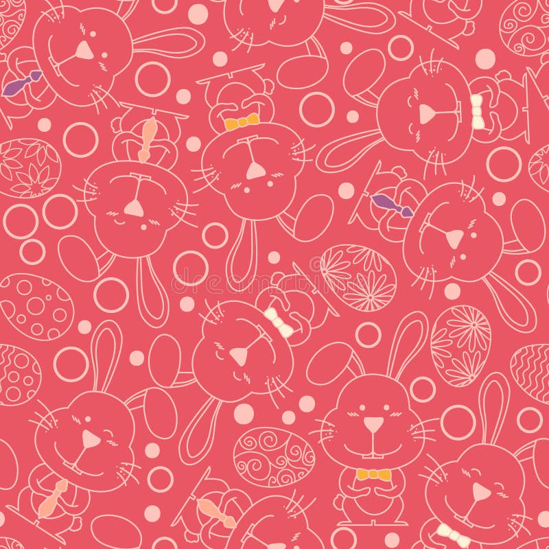 Cute Bunny Rabbit Seamless Pattern Vector Background. Creative Nursery ...