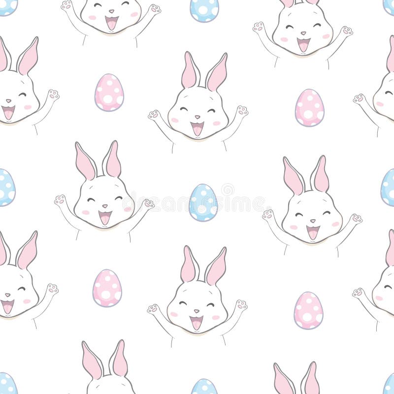 Cute Bunny Rabbit Seamless Pattern Vector Background Stock Vector ...