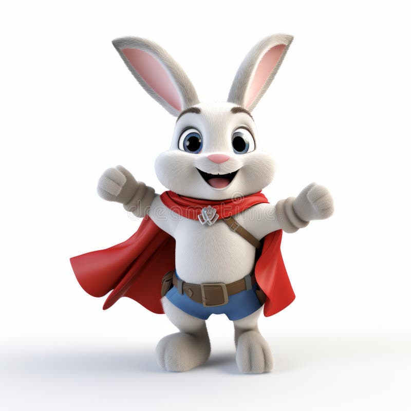 Playful Bunny Superhero in Red Outfit with Green Cape Stock ...