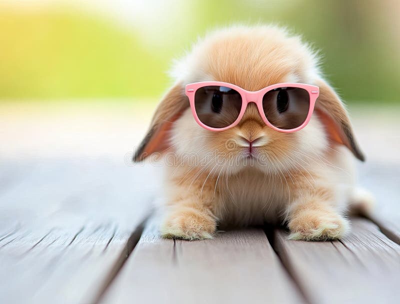 Cute Bunny Rabbit Wearing Sunglasses Stock Image - Image of sunglasses ...