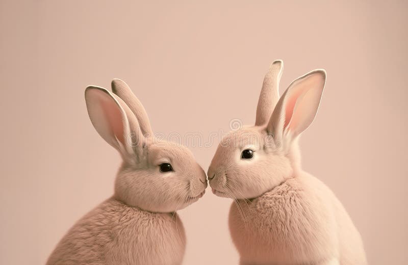 Cute Bunny Rabbits Kissing. Easter and Valentines Day Concept Stock ...