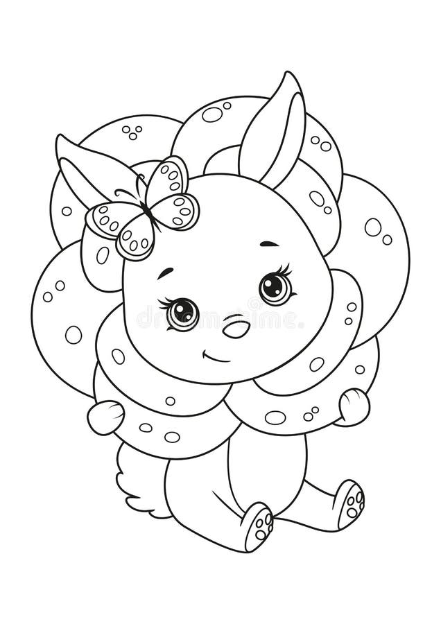 Cute Bunny Princess Coloring Page Stock Vector - Illustration of animal ...