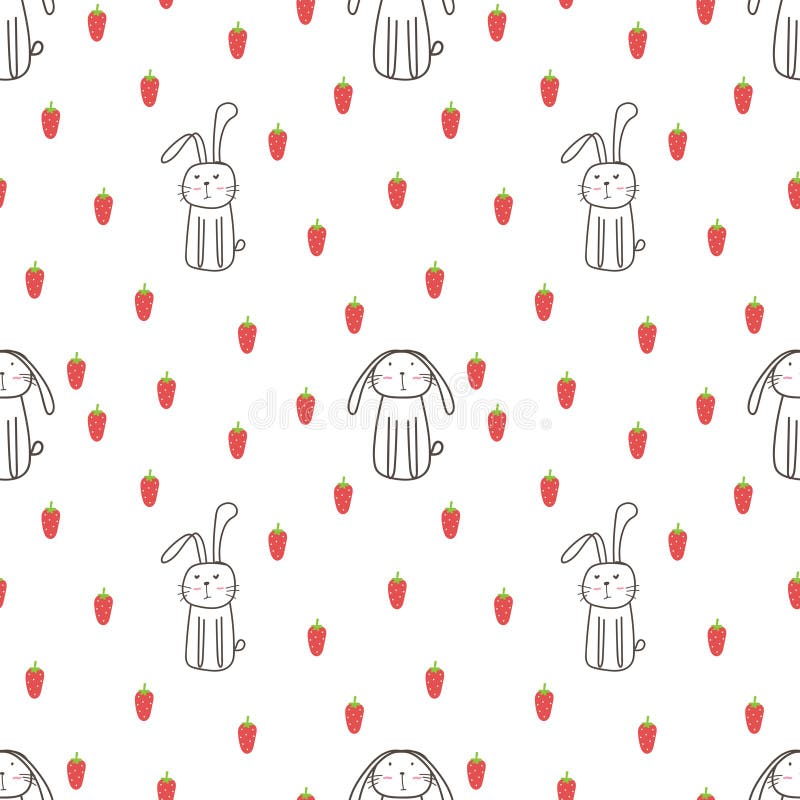 Cute Bunny Seamless Pattern Background. Stock Vector - Illustration of ...