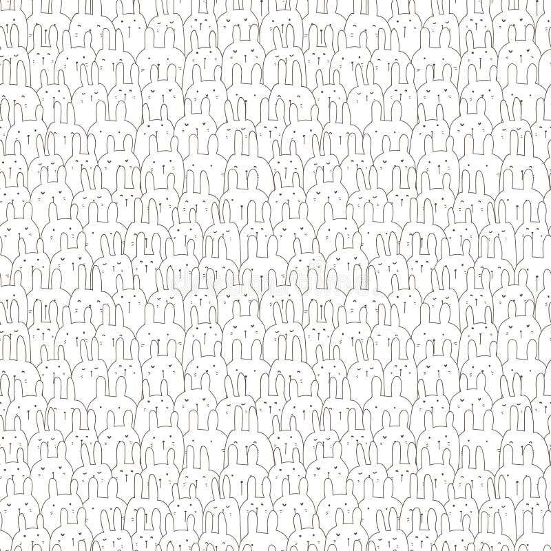 Cute Bunny Seamless Pattern Background. Stock Vector - Illustration of ...
