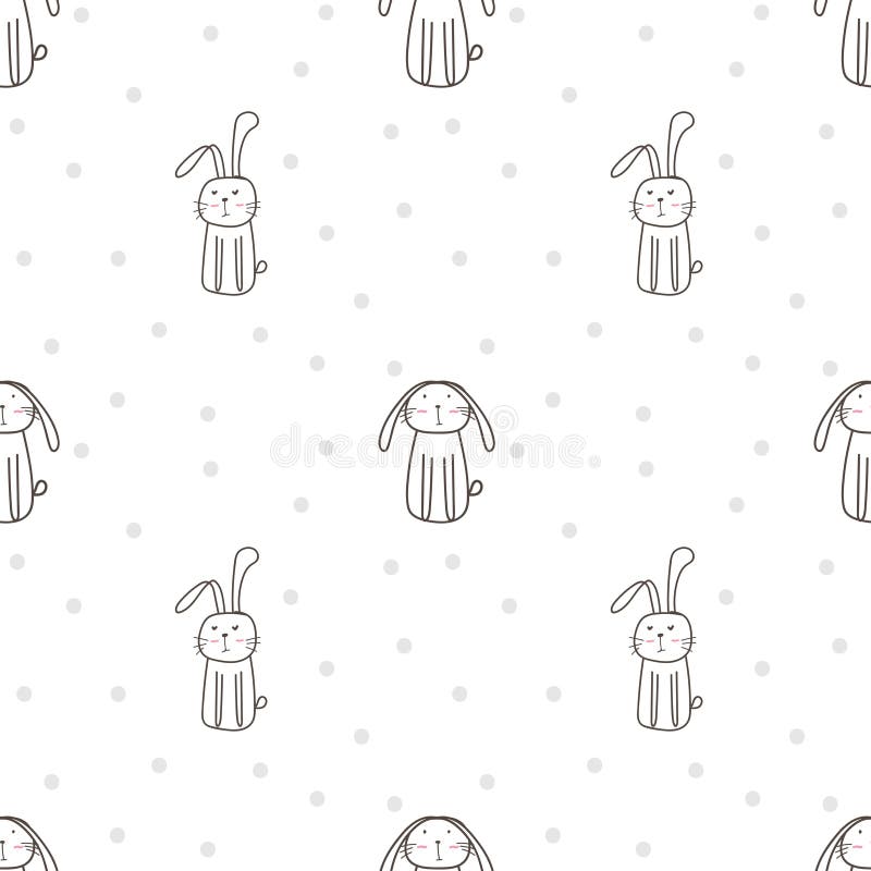 Cute Bunny Seamless Pattern Background. Stock Vector - Illustration of ...
