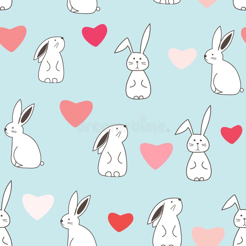 Cute Bunny Seamless Pattern Background. Stock Vector - Illustration of ...