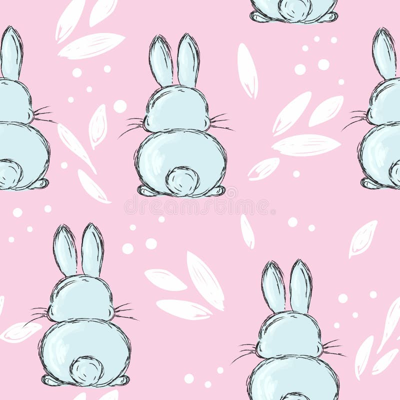 Cute Bunny with Hello Lettering. Hand Drawn Vector Illustration Stock ...