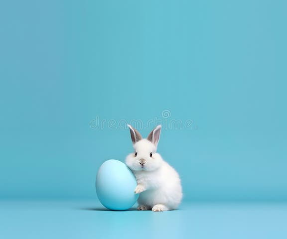 Cute Bunny and Single Easter Egg. Concept of Happy Easter Day Stock ...
