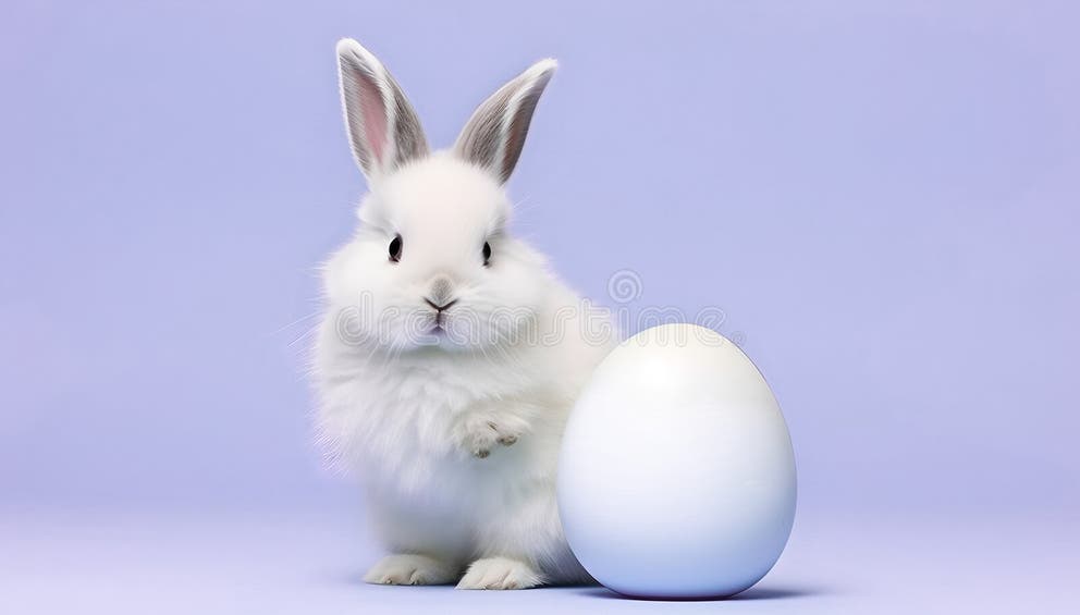 Cute Bunny and Single Easter Egg. Concept of Happy Easter Day Stock ...