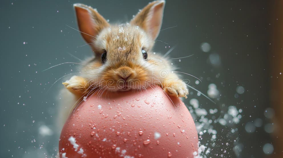 Cute Bunny and Single Easter Egg. Concept and Idea of Happy Easter Day ...