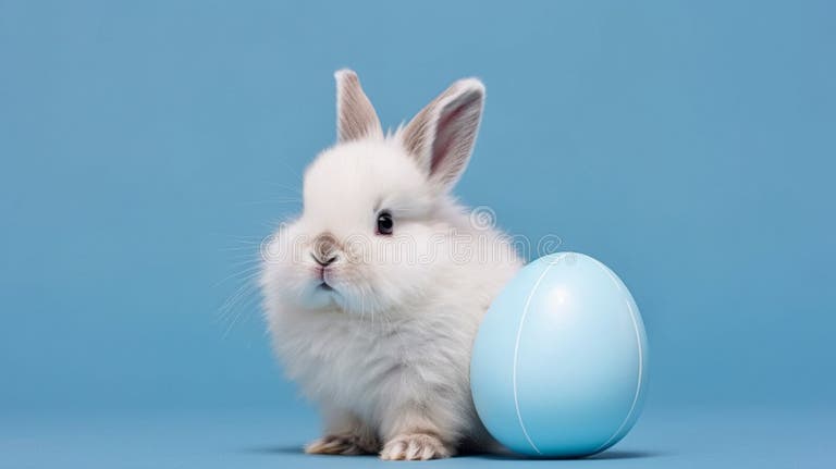 Cute Bunny and Single Easter Egg. Concept of Happy Easter Day Stock ...