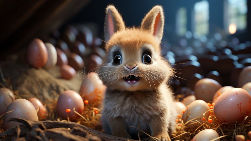 Cute Bunny and Single Easter Egg. Concept and Idea of Happy Easter Day ...