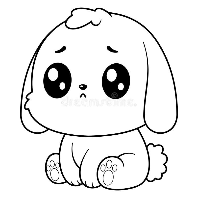 Cute Bunny Sitting and Feeling Sad, for Coloring Stock Vector ...