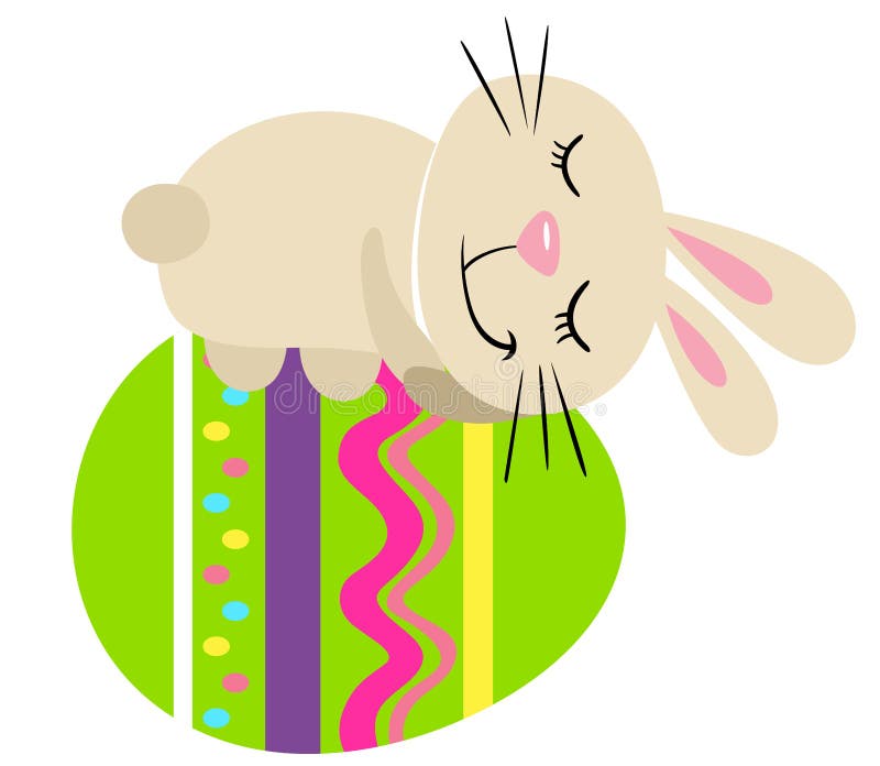 Cute Bunny Sleeping on Top of a Big Easter Egg Stock Vector ...