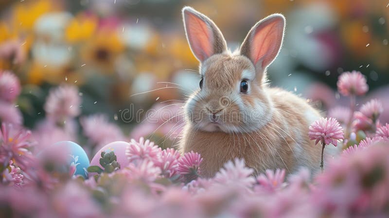 Cute Bunny in Springtime stock illustration. Illustration of ...