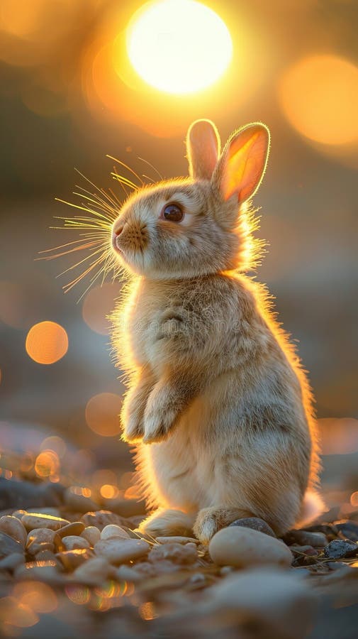 A Cute Bunny on the Sun. Generative AI. Stock Illustration ...