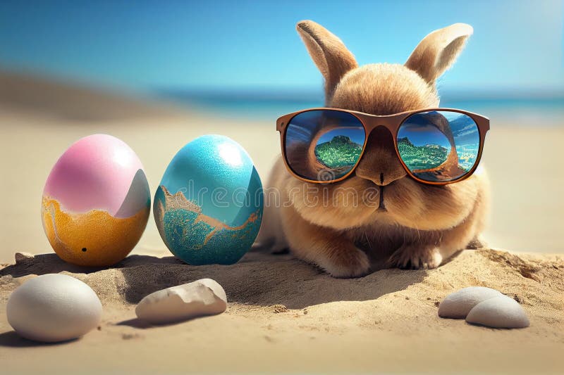 Concept Easter Bunny Tropical Beach Stock Illustrations 37 Concept
