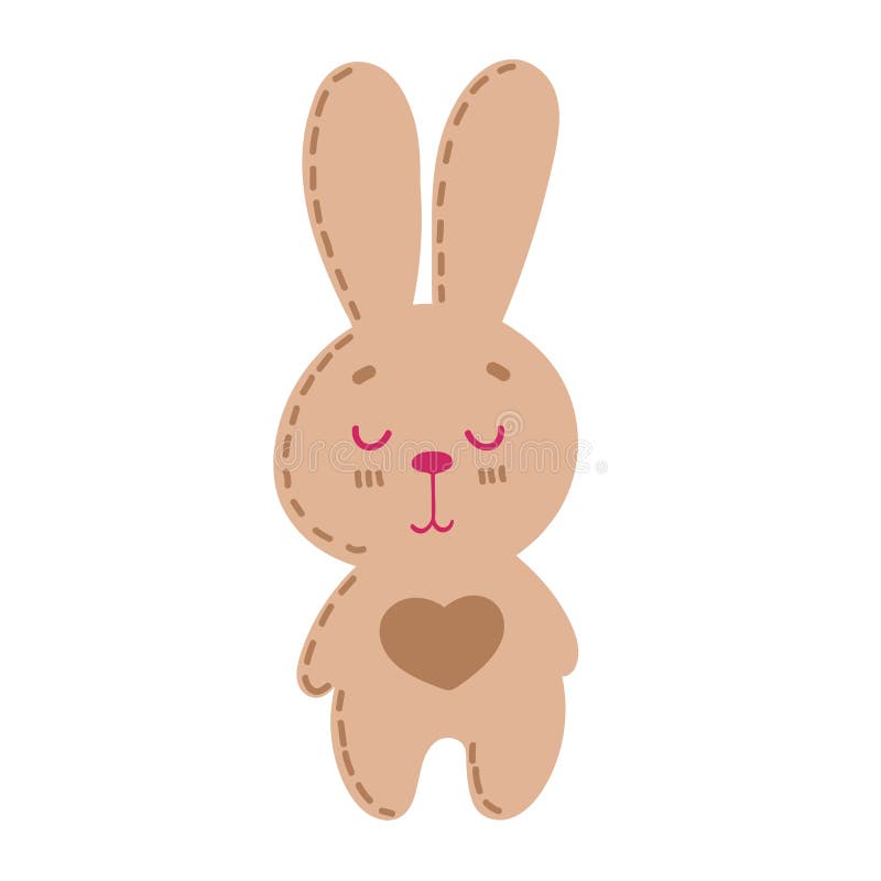 Cute Bunny Toy. a Smiling Stuffed Rabbit. Vector Illustration Isolated ...
