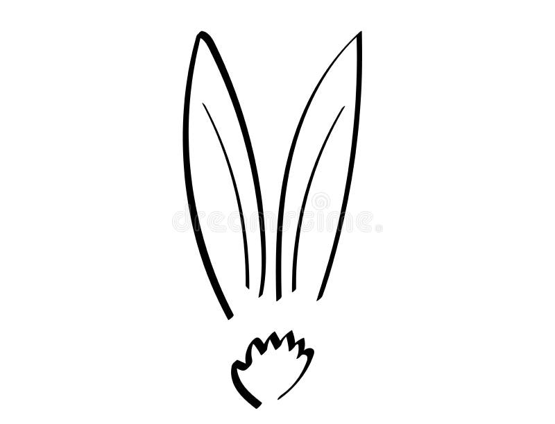 Cute Bunny Vector Illustration Doodle Drawing. Outline Rabbit Ears and ...