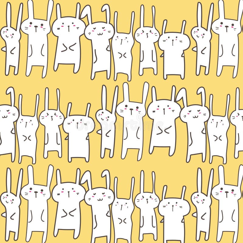 Cute Bunny Vector Pattern Background. Funny Doodle. Stock Vector ...
