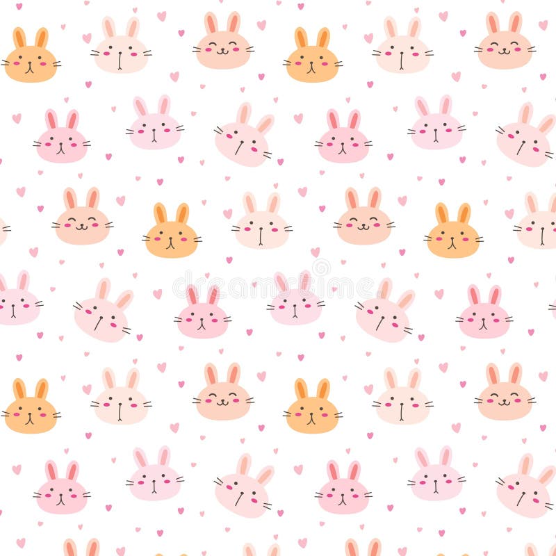 Cute Bunny Vector Pattern Background. Funny Doodle Stock Vector ...