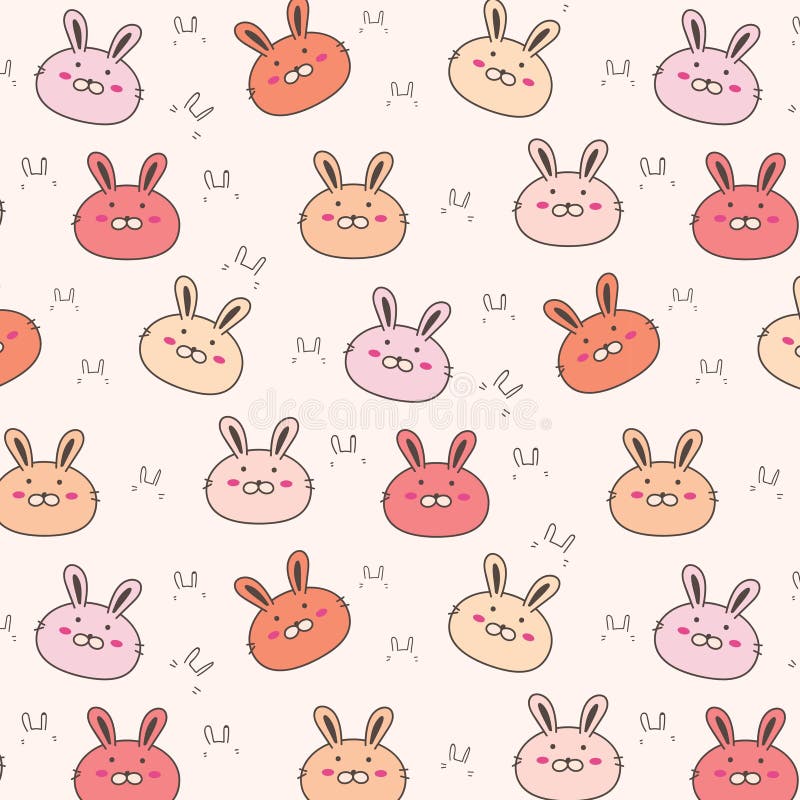 Cute Bunny Vector Pattern Background. Funny Doodle. Stock Vector ...