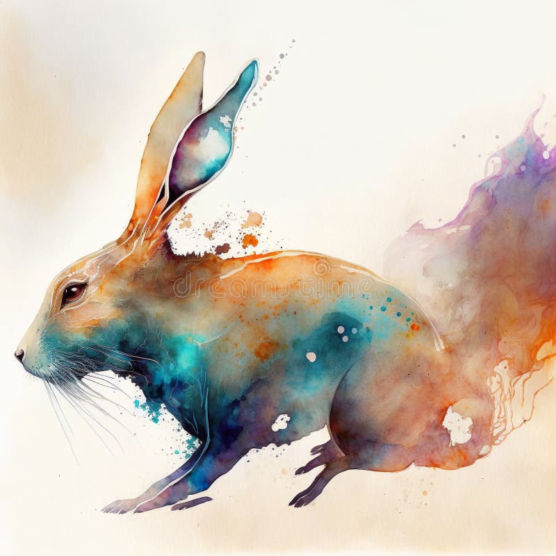 Cute Bunny Watercolor Drawing. Stock Photo - Image of seasonal ...