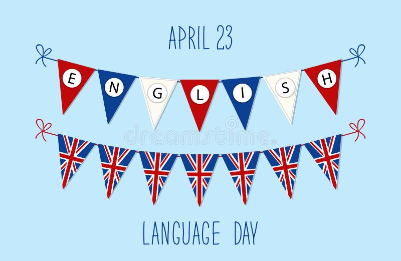 Cute Bunting Flags for English Language Day Stock Vector - Illustration ...