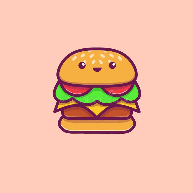 Cute Burger Cartoon Character Design Stock Illustration - Illustration ...