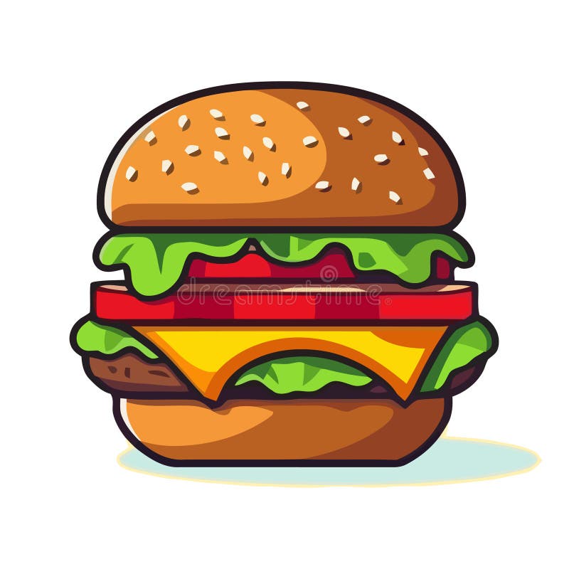 Cute Burger. Image of a Cheeseburger Stock Vector - Illustration of ...