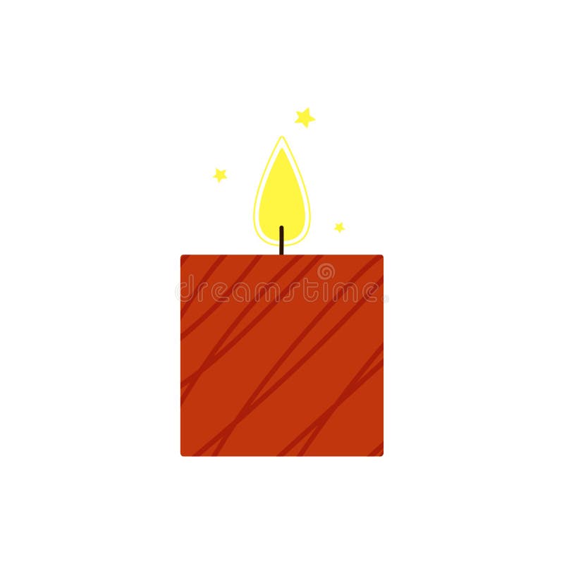 Cute Burning Square Candle in Candlestick. Vector Illustration Stock ...