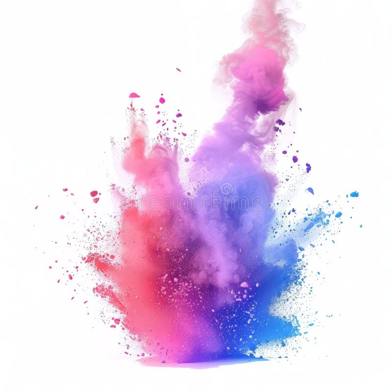 Cute Burst of Colored Powder Exploding on a Clean White Backdrop. Stock ...