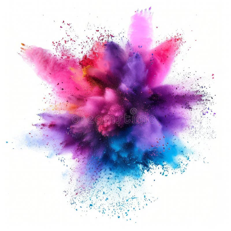 Cute Burst of Colored Powder Exploding on a Clean White Backdrop. Stock ...