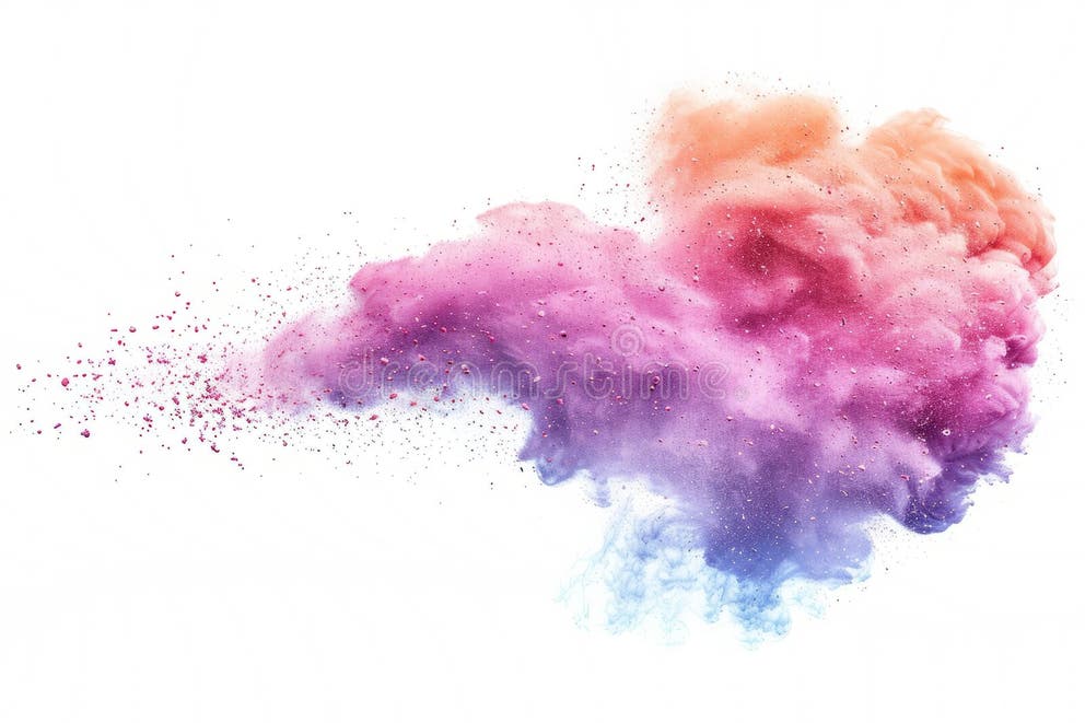 Cute Burst of Colored Powder Exploding on a Clean White Backdrop. Stock ...