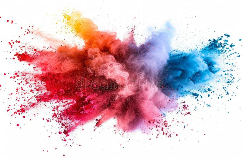 Cute Burst of Colored Powder Exploding on a Clean White Backdrop. Stock ...