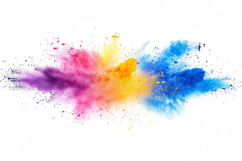 Cute Burst of Colored Powder Exploding on a Clean White Backdrop. Stock ...